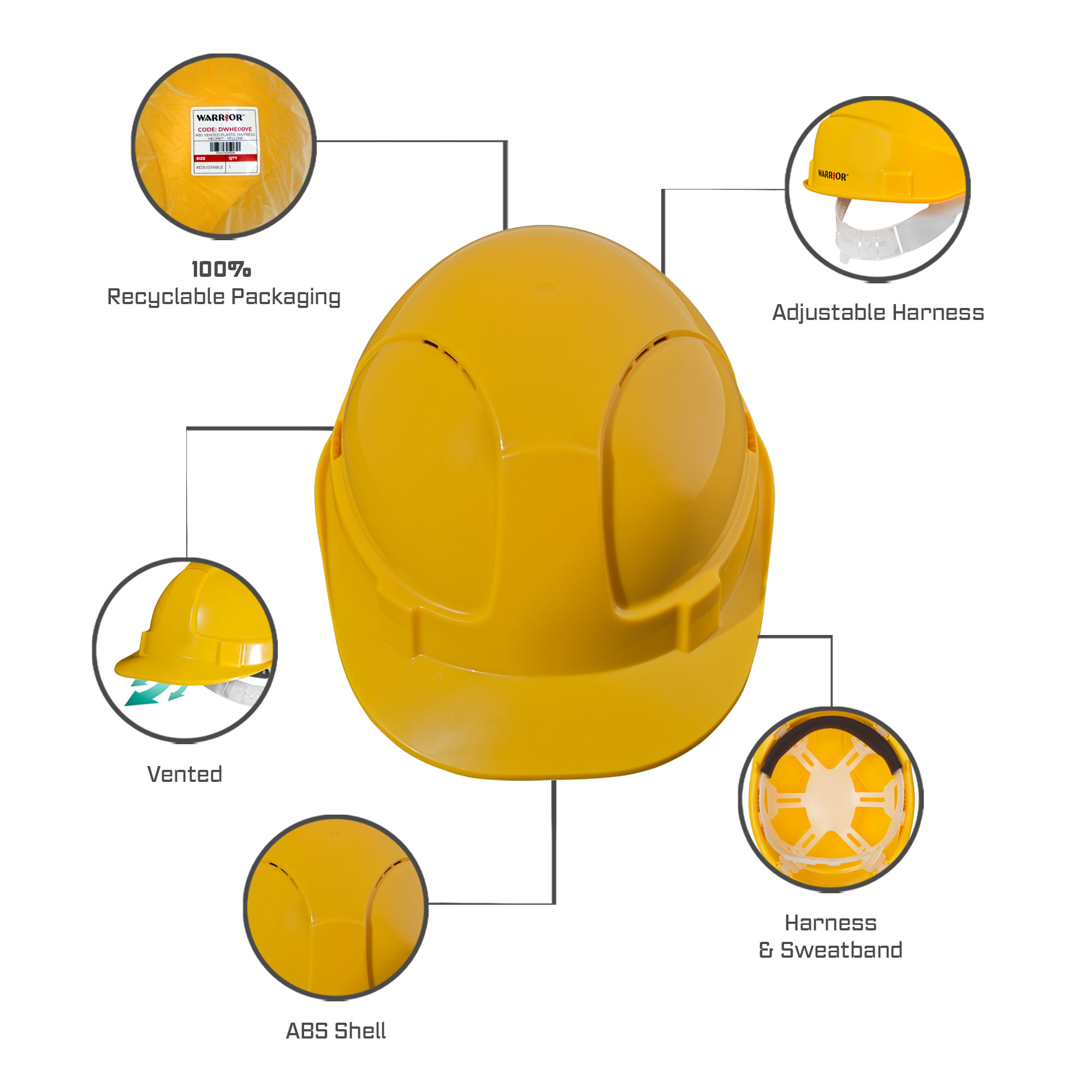 ABS VENTED PLASTIC HARNESS HELMET | Warrior Protects